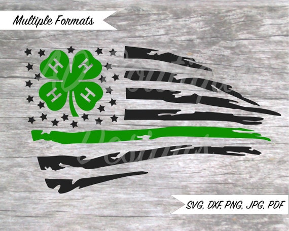 4-H Clover Distressed Flag SVG Design - Etsy