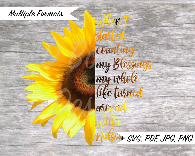 Sunflower Count My Blessings SVG Cuttable & Printable | Etsy