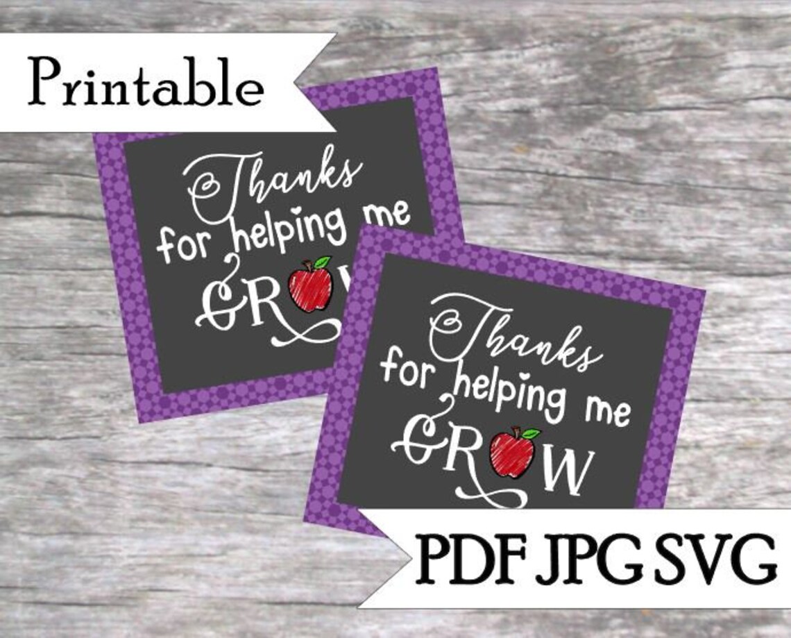 Thanks for Helping Me Grow Teacher Appreciation Gift Tag | Etsy
