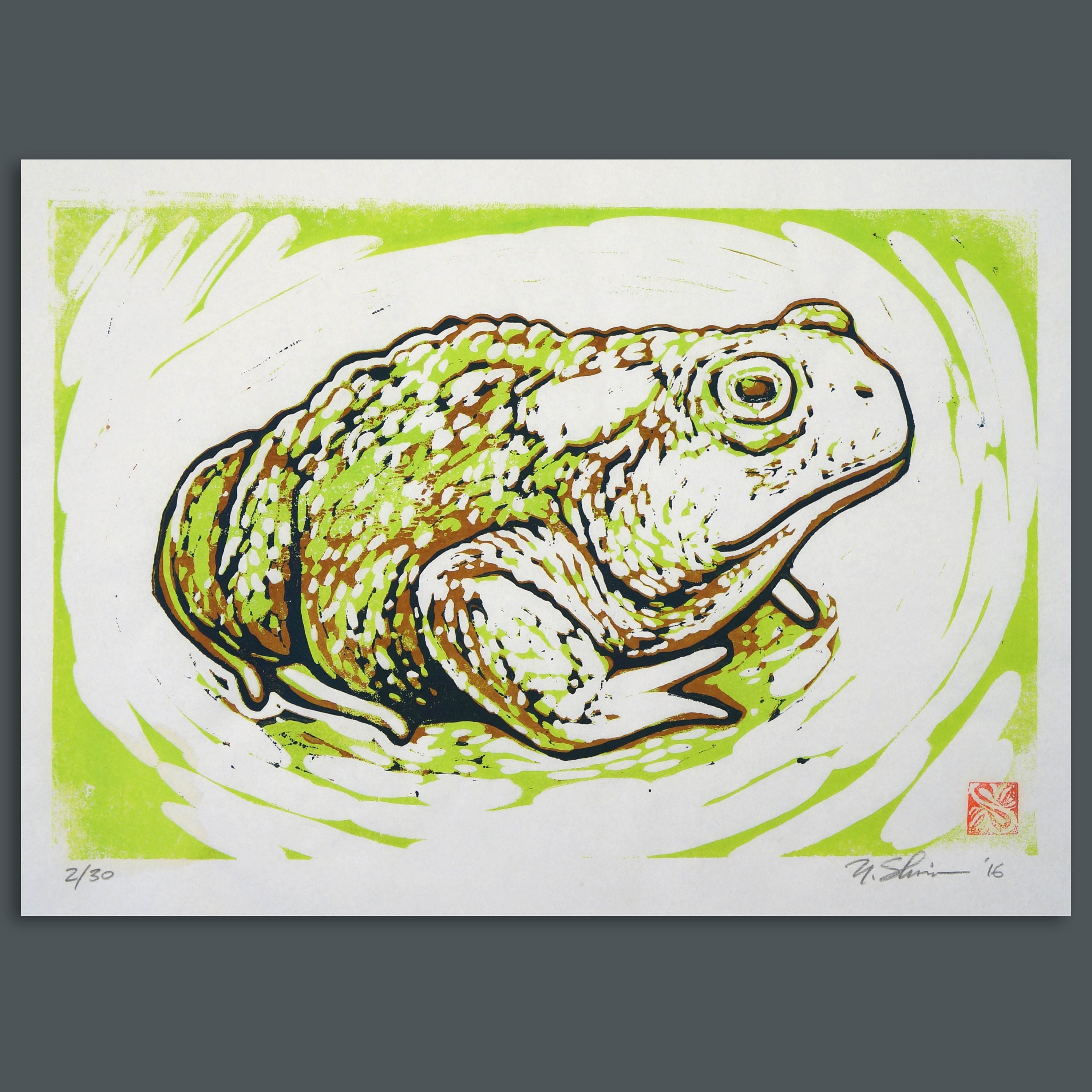 Toad, Original Linocut Print, Signed Limited Edition 30 - Etsy