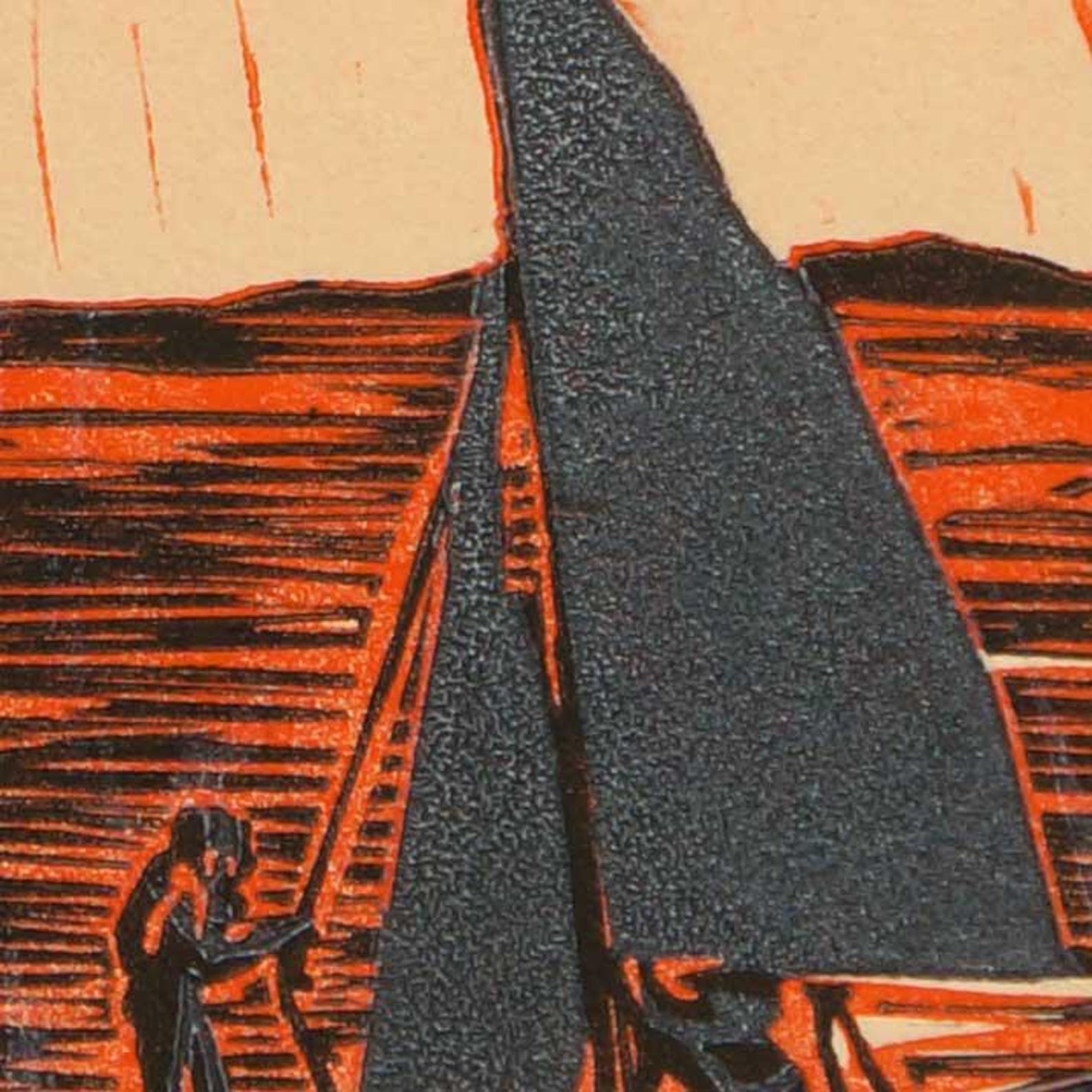 Derigging - Original Handmade Linocut Sailboat Block Print Art - Etsy