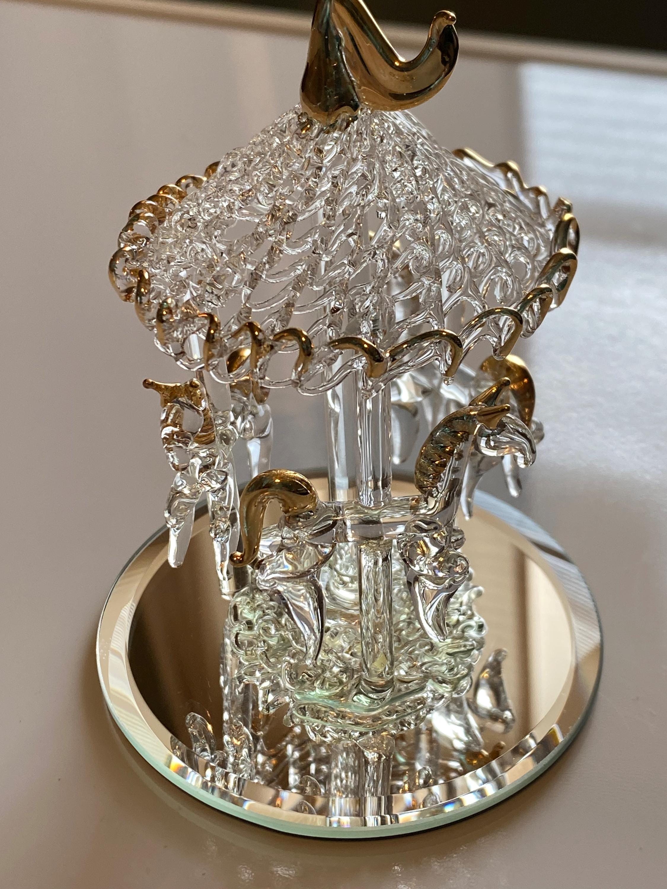 Vintage Glass Horse Carousel Figurine With 24K Gold Accents - Etsy