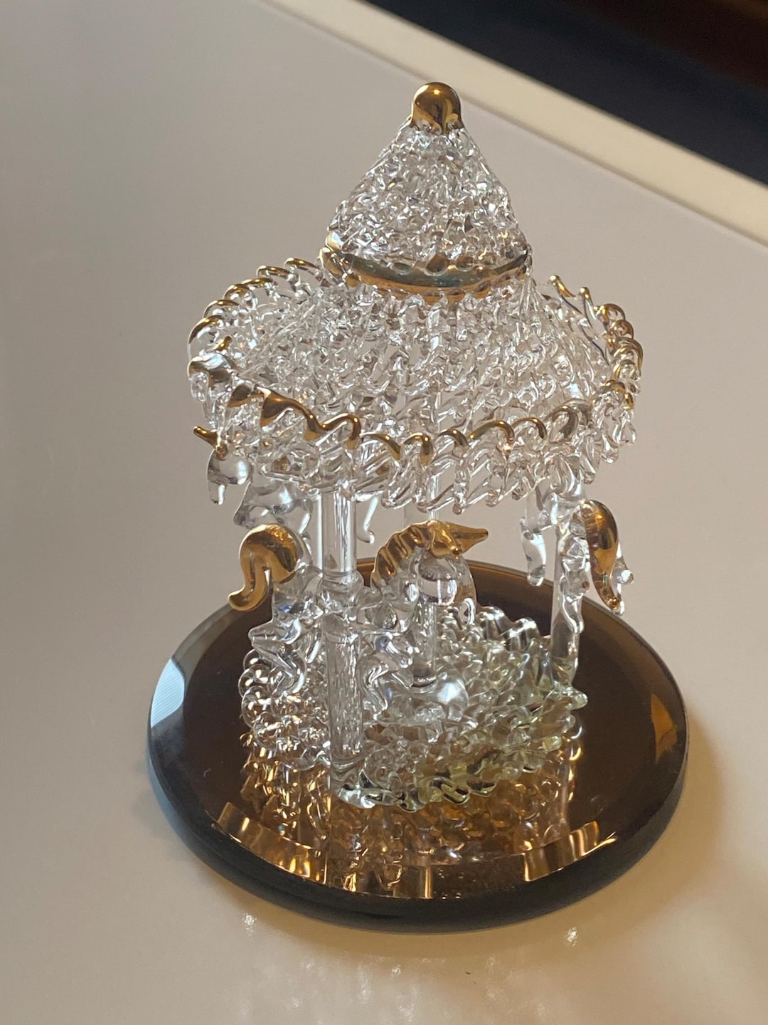 Rare Vintage Glass Horse Carousel With 24k Gold Accents! - Etsy