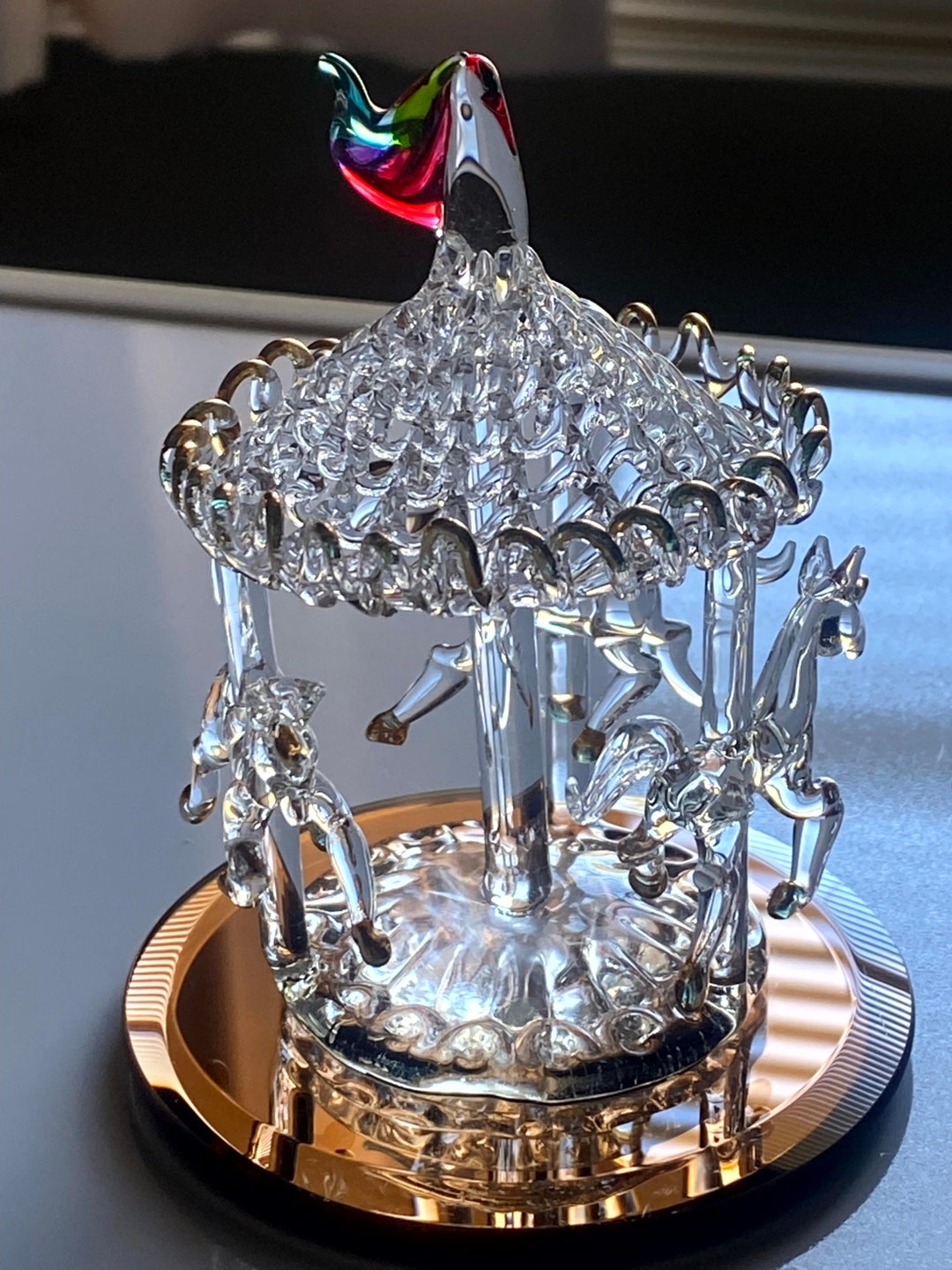 Rare Vintage Glass Horse Carousel With 24k Gold Accents - Etsy