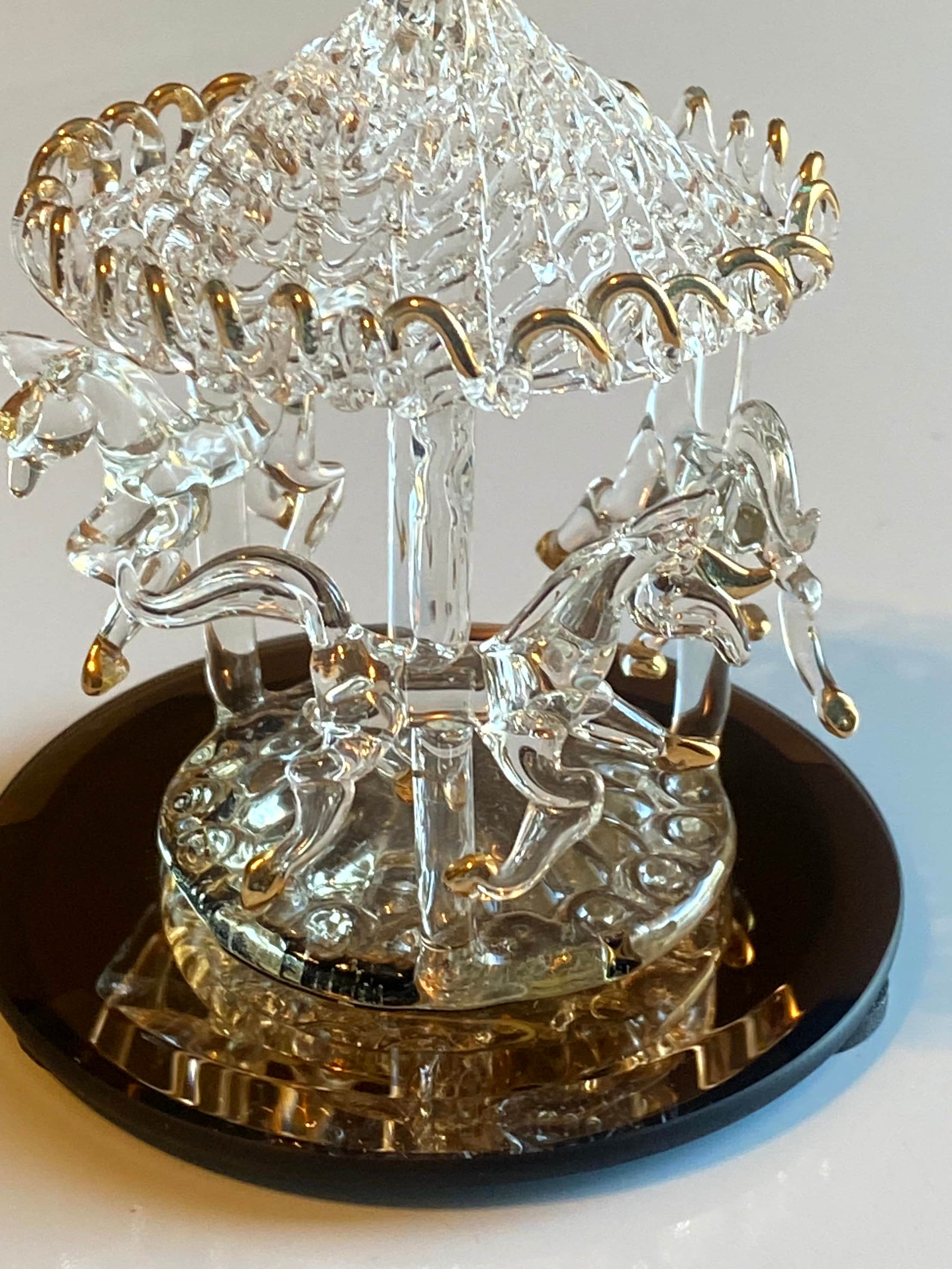Rare Vintage Glass Horse Carousel With 24k Gold Accents - Etsy