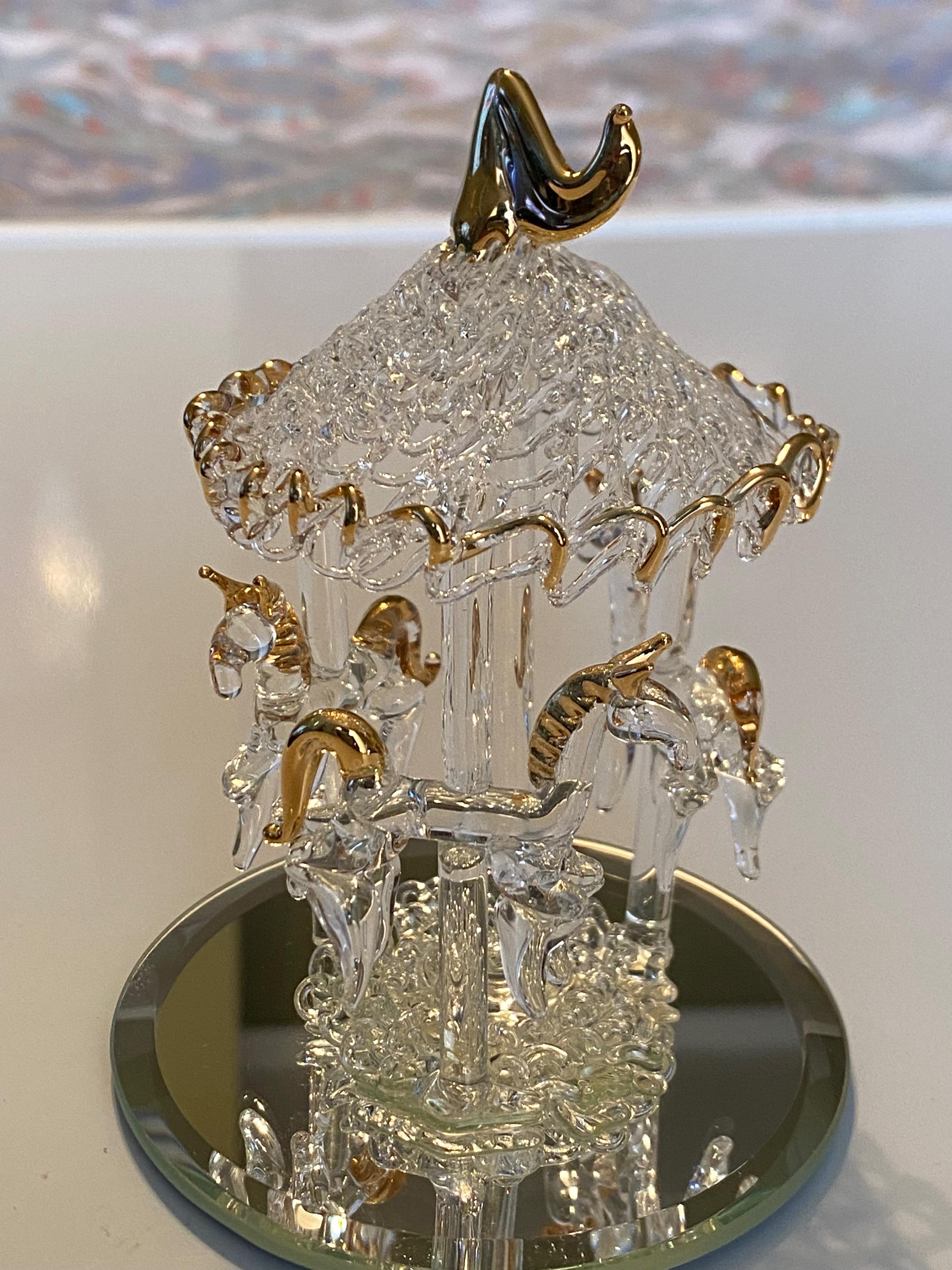Vintage Glass Horse Carousel Figurine With 24K Gold Accents - Etsy