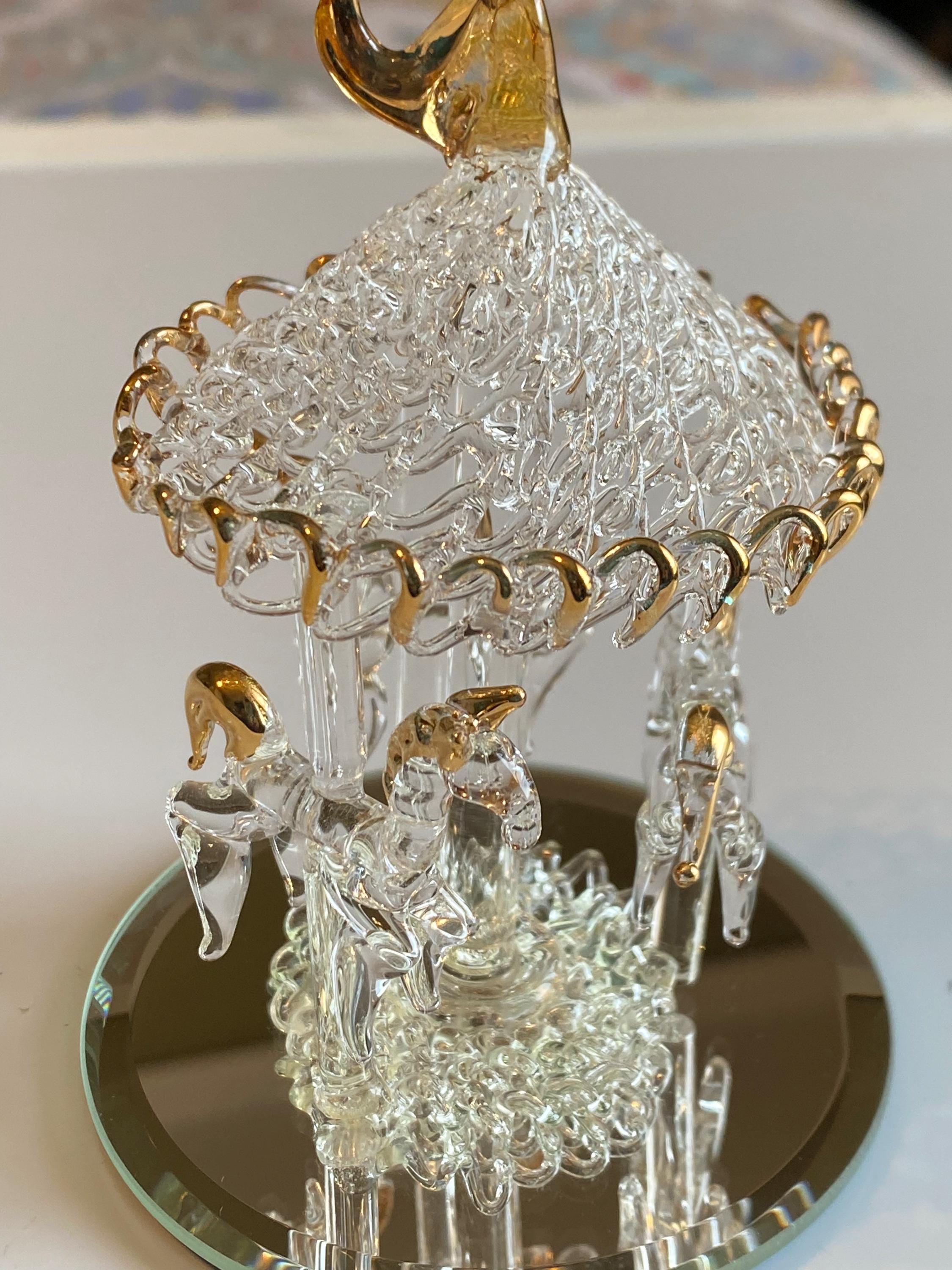 Vintage Glass Horse Carousel Figurine With 24K Gold Accents - Etsy