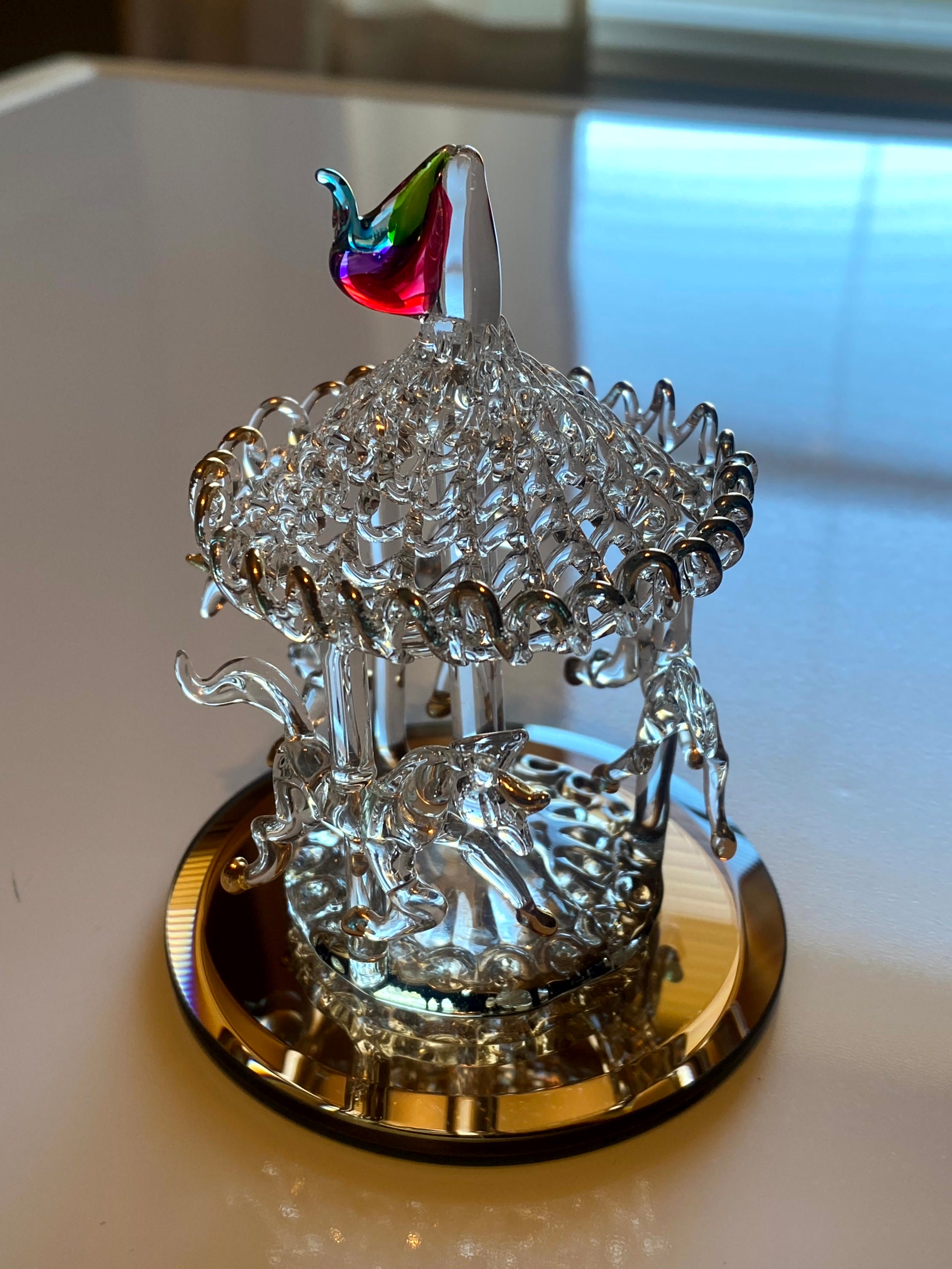 Rare Vintage Glass Horse Carousel With 24k Gold Accents - Etsy