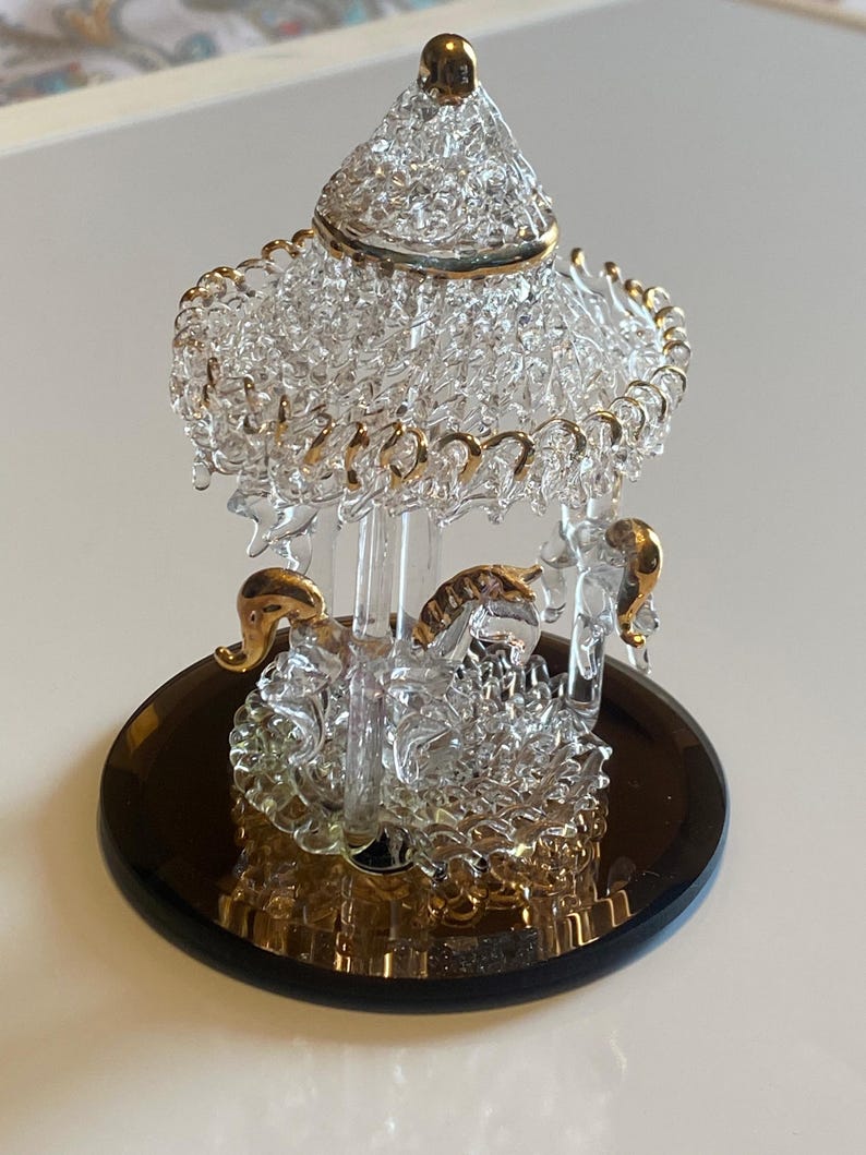 Rare Vintage Glass Horse Carousel With 24k Gold Accents! - Etsy