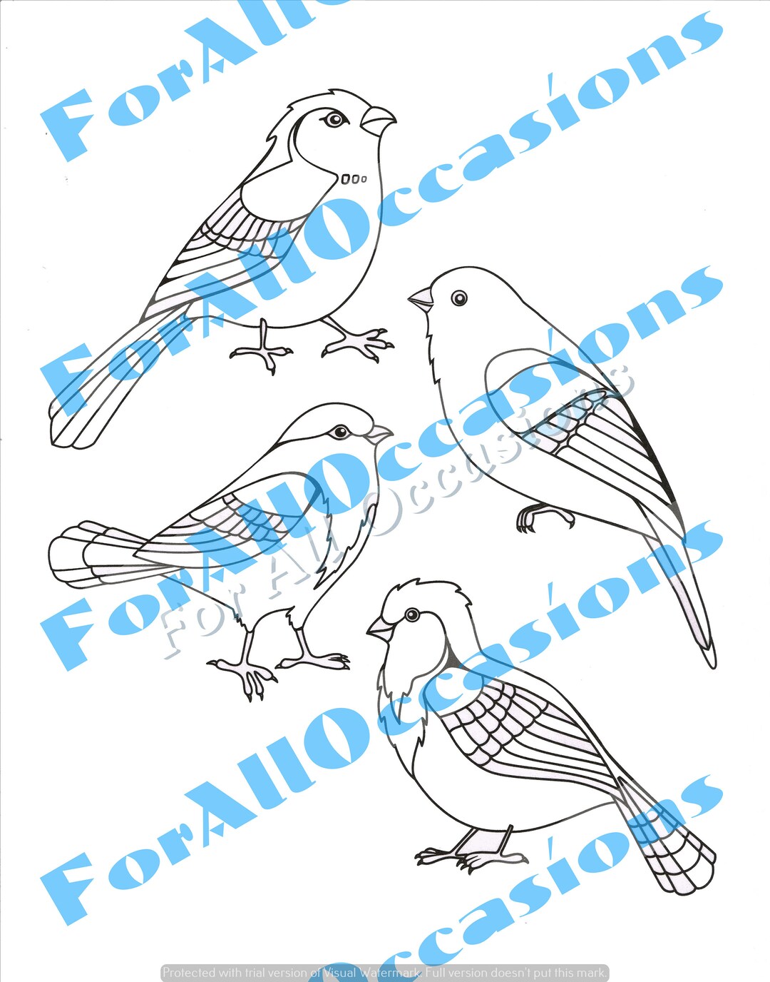 Adult Coloring Pages- Birds Jpeg Images (3) - Etsy