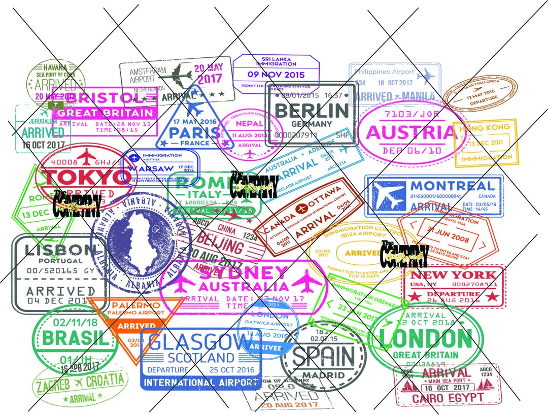 Passport Stamps Collage - Etsy