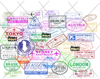 Country Passport Stamps | Etsy