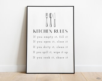 Funny Kitchen Rules - Etsy