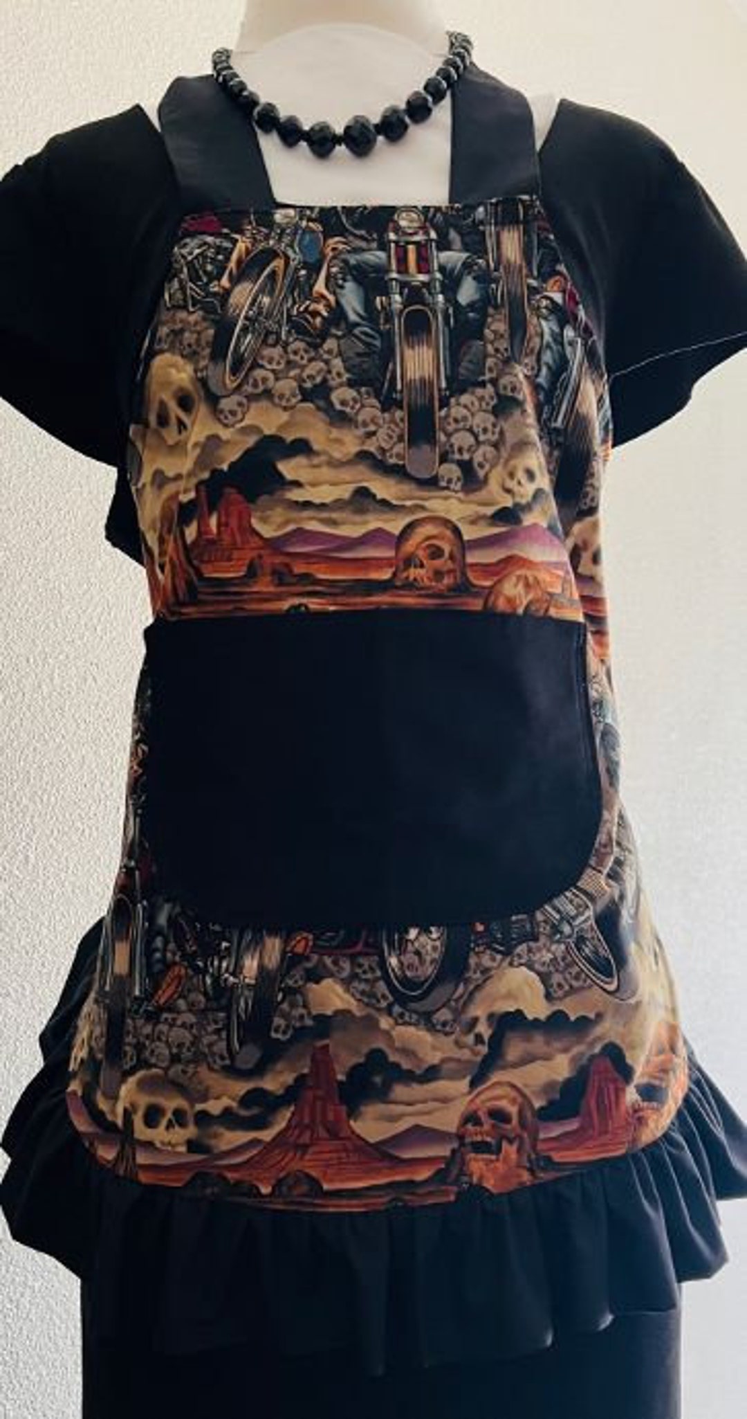 Women's Fun and Frilly Apron Motorcycles and Skulls - Etsy