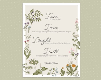 I Am I Can I Ought I Will Quote Typography Printable Wall Art ...