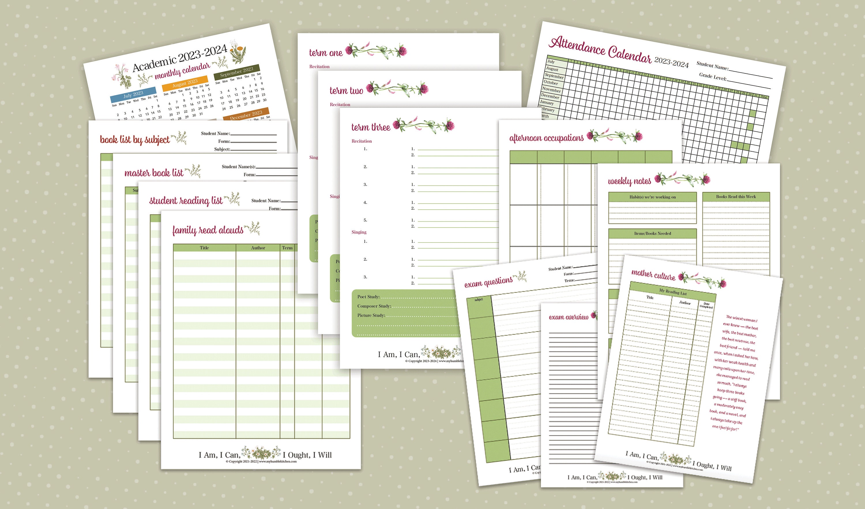 2025-2026, Charlotte Mason Homeschool Planner, Wildflower Theme, Large ...
