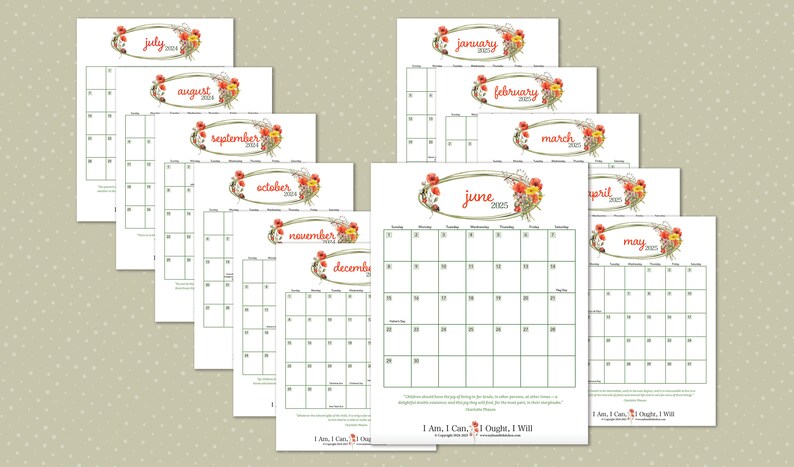 2025-2026, Charlotte Mason Homeschool Planner, Poppy Theme, Cover Page ...