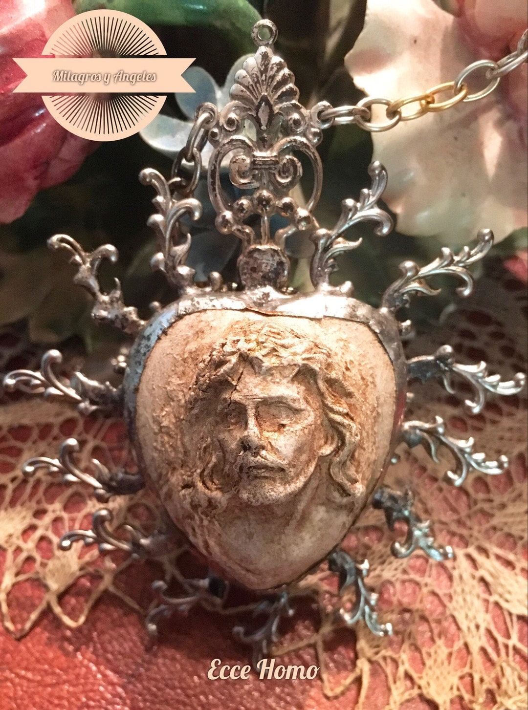 Collana corta. Pendente saldato in lega d'argento. Soldered pendent ...