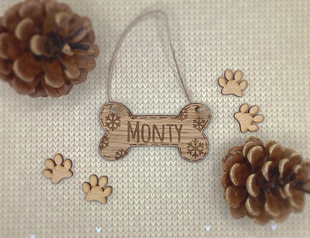 Miniature, Personalised Dog Bone Christmas Tree Decoration - Etsy