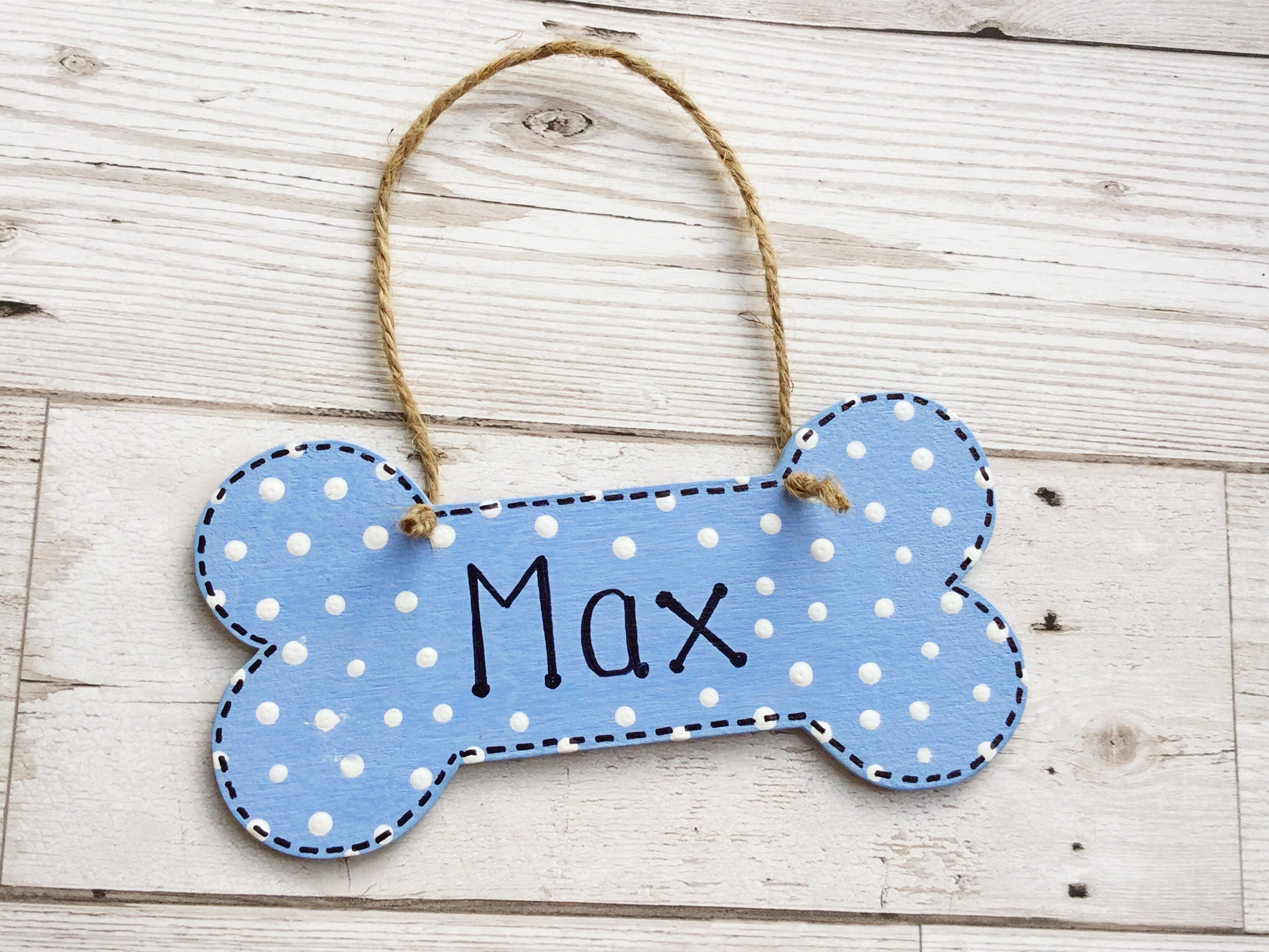 Personalised Spotty Dog Bone Name Sign Wooden Dog/puppy Name - Etsy UK