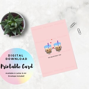 Valentine's Day Card, Boba Tea Card, Best Friends Card, Bubble Tea Card ...