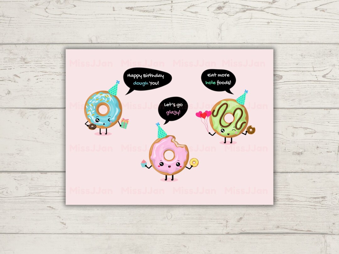 Doughnut Birthday Pun Card, Cute Donut Puns Birthday Card, Humor Funny ...