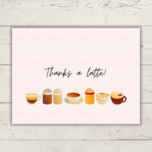 Latte Thank You Card, Thank You Pun Card, Coffee Thank You Card, PDF ...
