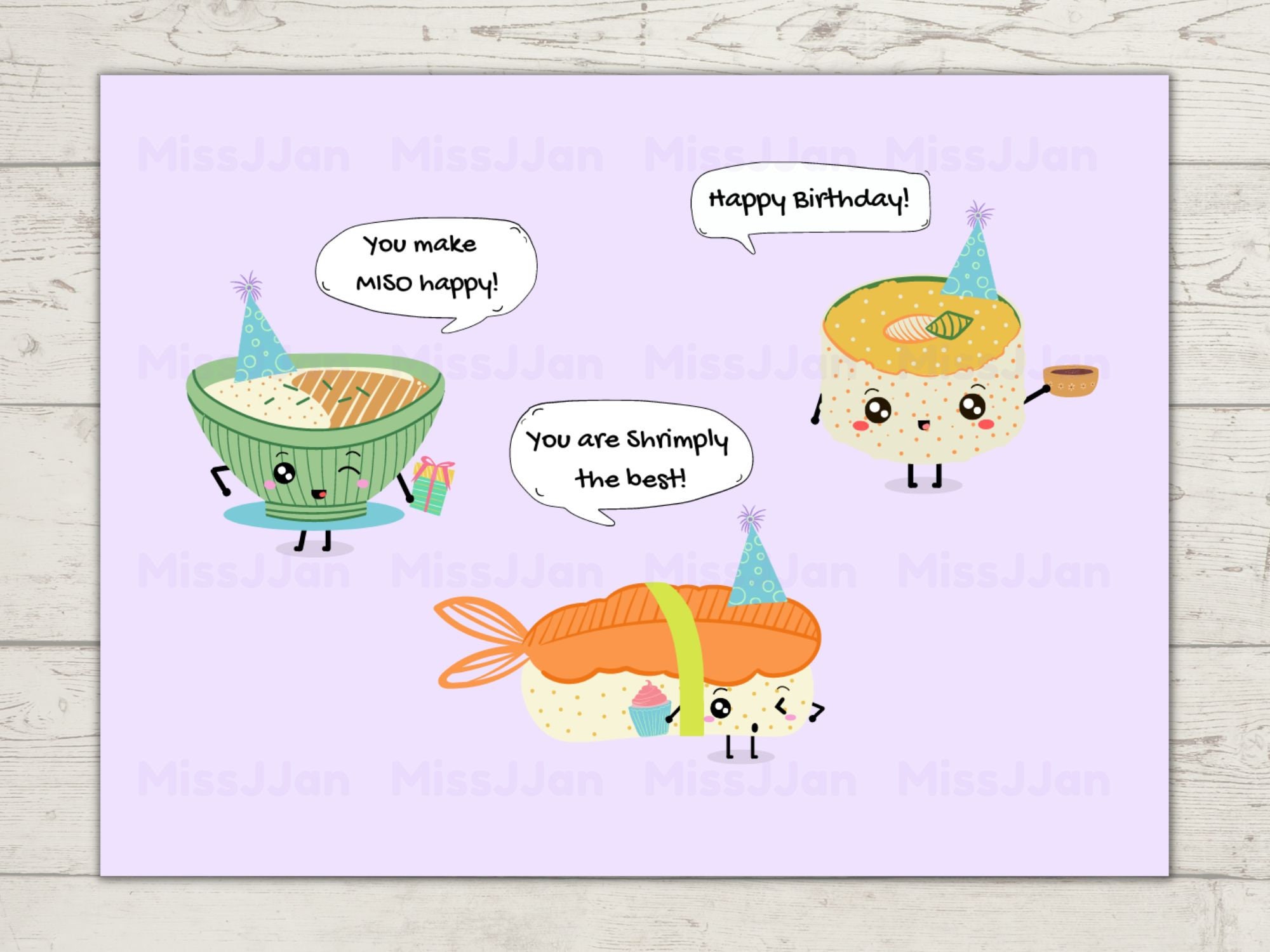 Sushi Birthday Card, Cute Japanese Food Pun Card, Happy Birthday Card ...
