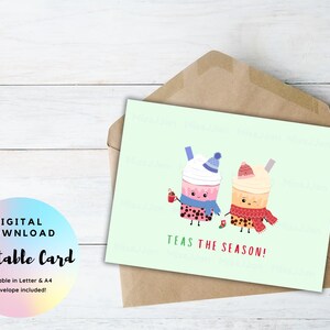 Cute Christmas Pun Card Printable, Bubble Tea Christmas Card, Boba Tea ...