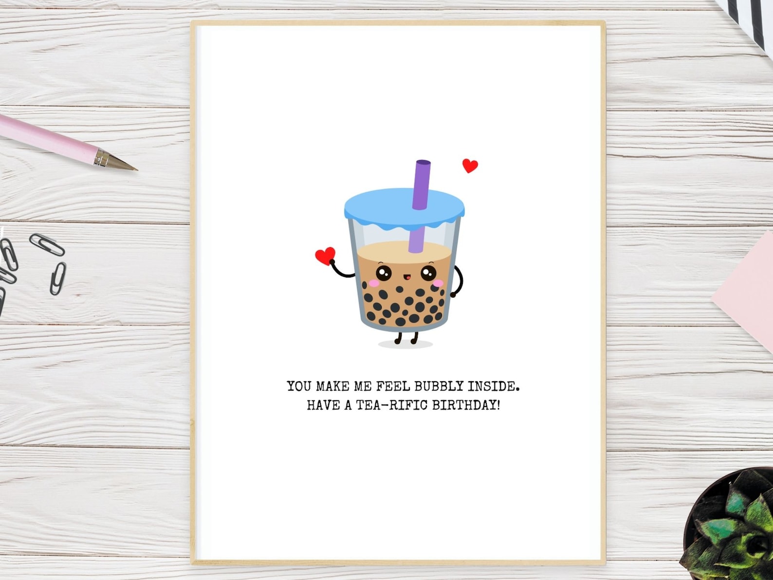 Cute Bubble Tea Birthday Card Boba Pun Card PDF Printable | Etsy