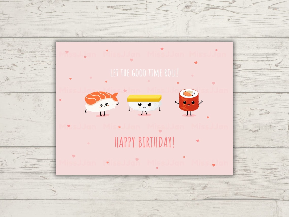 Cute Sushi Birthday Card, Sushi Birthday Pun Card, Happy Birthday Card ...