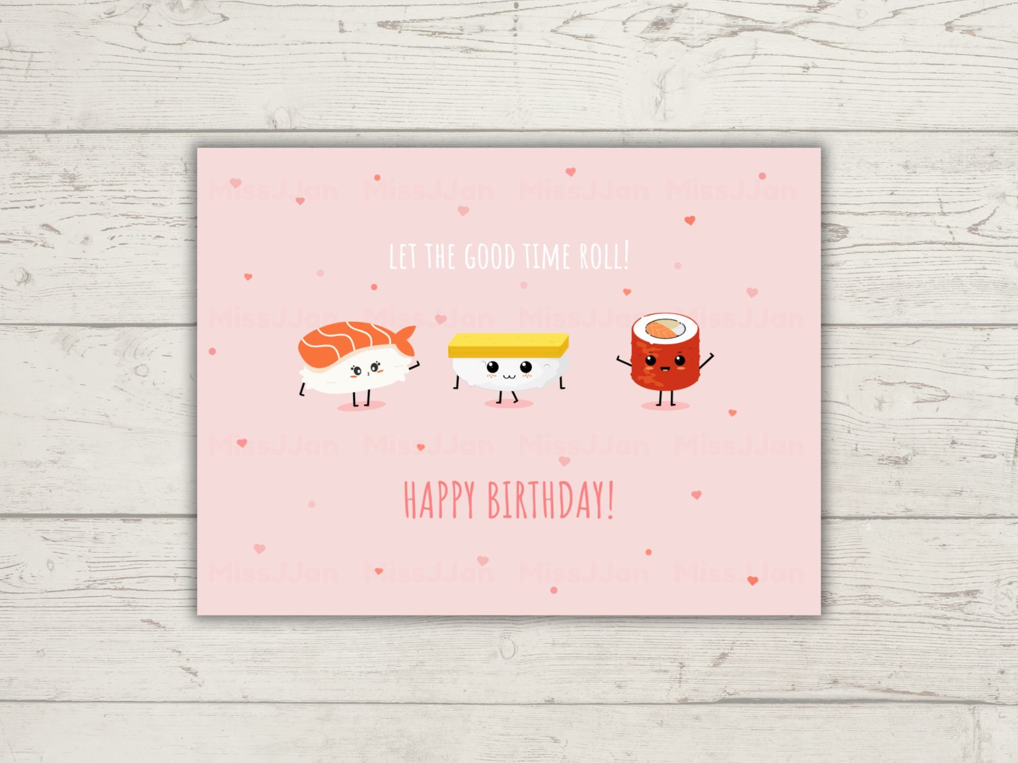 Kawaii Sushi Birthday Card: Printable PDF Digital Download, Print at ...