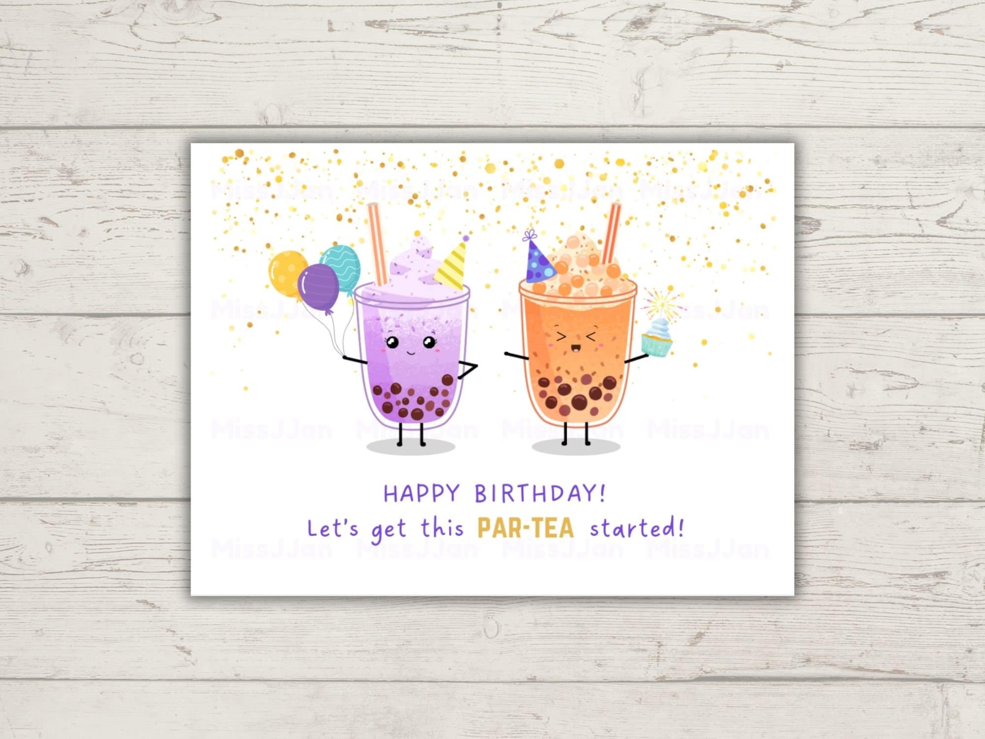 Bubble Tea Birthday Card, Boba Tea Pun Card, Birthday Pun Card ...
