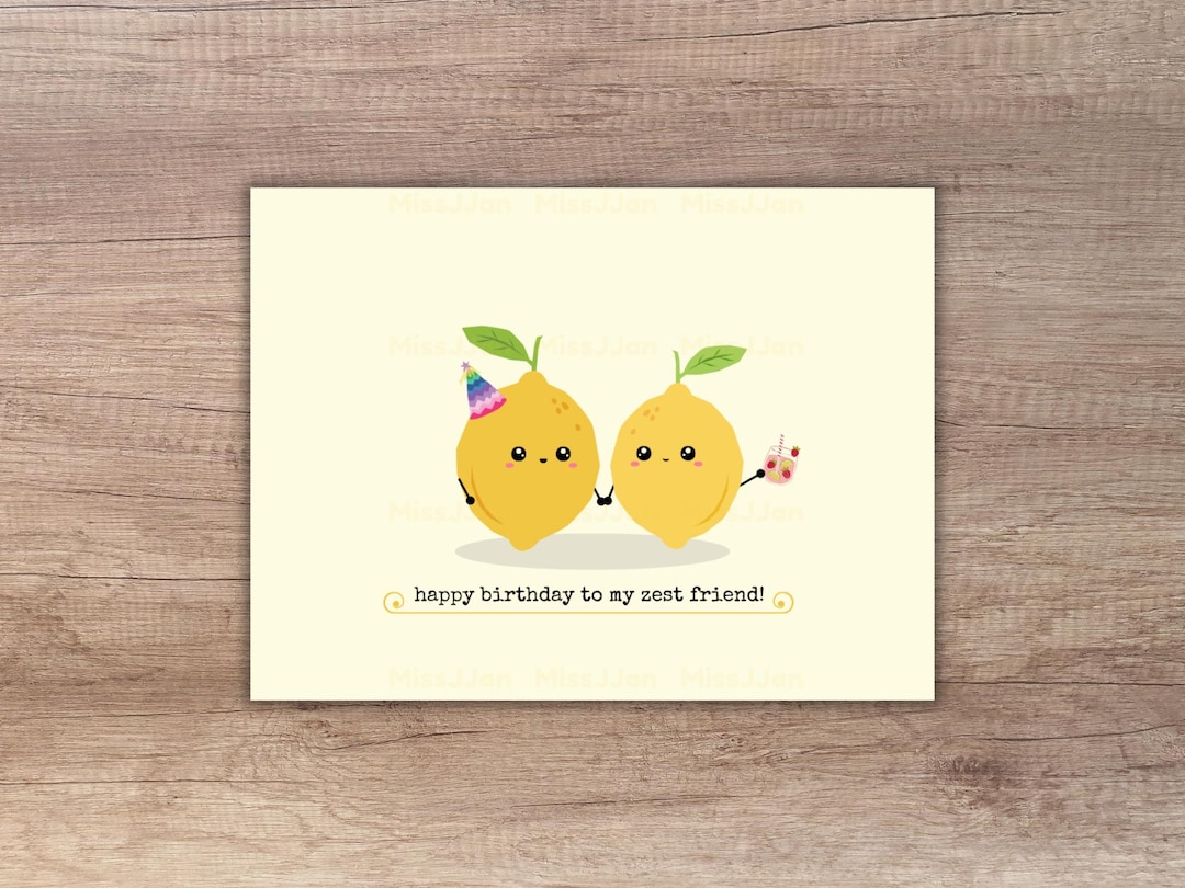 Lemon Birthday Card, Cute Lemon Birthday Pun Card, Kawaii Printable ...