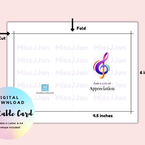 Music Thank You Card, Music Greeting Card, Teacher Appreciation Card ...