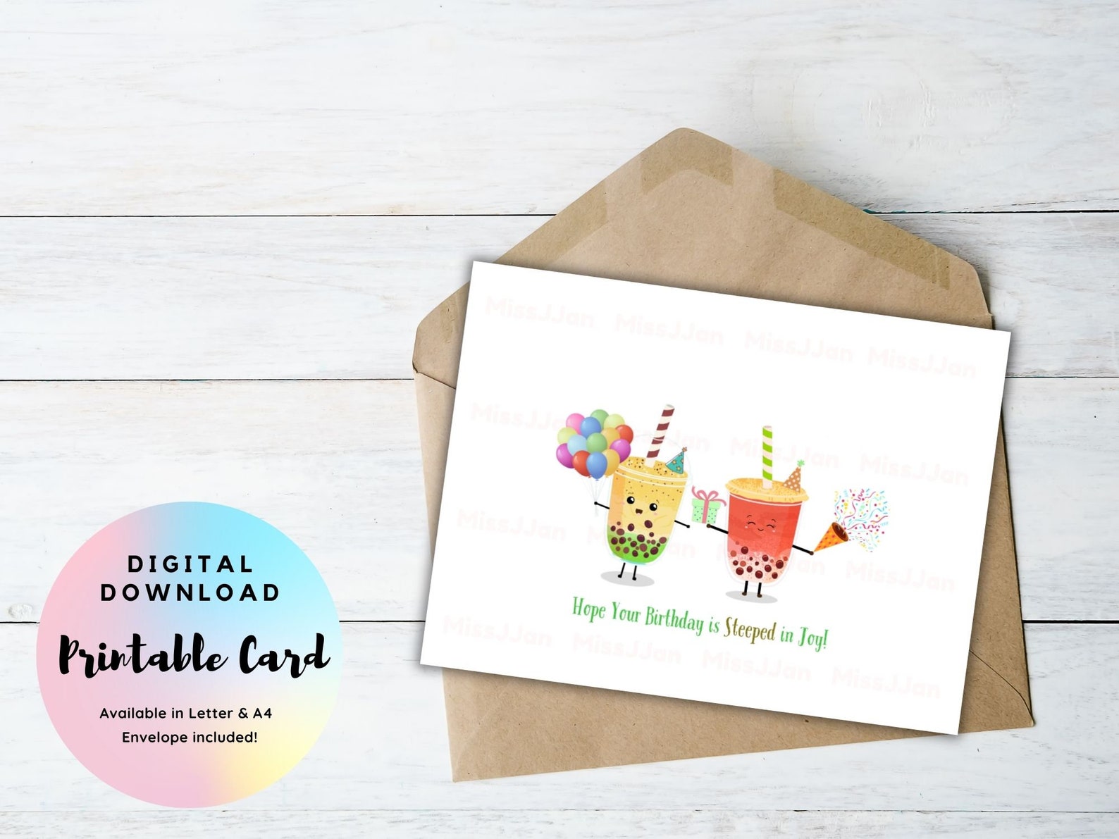 Bubble Tea Birthday Card, Boba Tea Pun Card, Birthday Pun Card ...