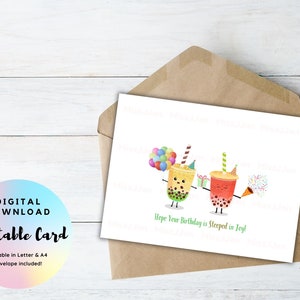 Bubble Tea Birthday Card, Boba Tea Pun Card, Birthday Pun Card ...