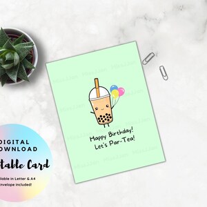 Cute Bubble Tea Birthday Card, Boba Pun Card, PDF Printable Digital ...