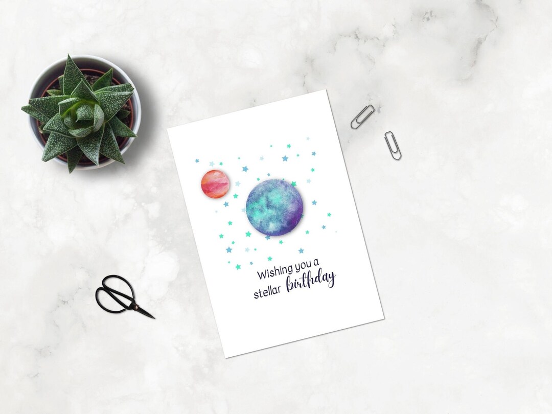 Planet Birthday Card Printable, Printable Birthday Card, Happy Birthday ...