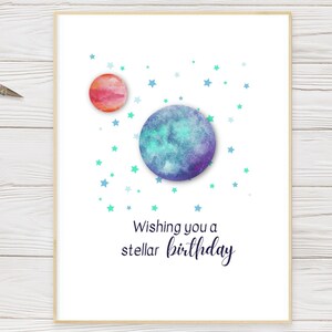 Planet Birthday Card Printable, Printable Birthday Card, Happy Birthday ...