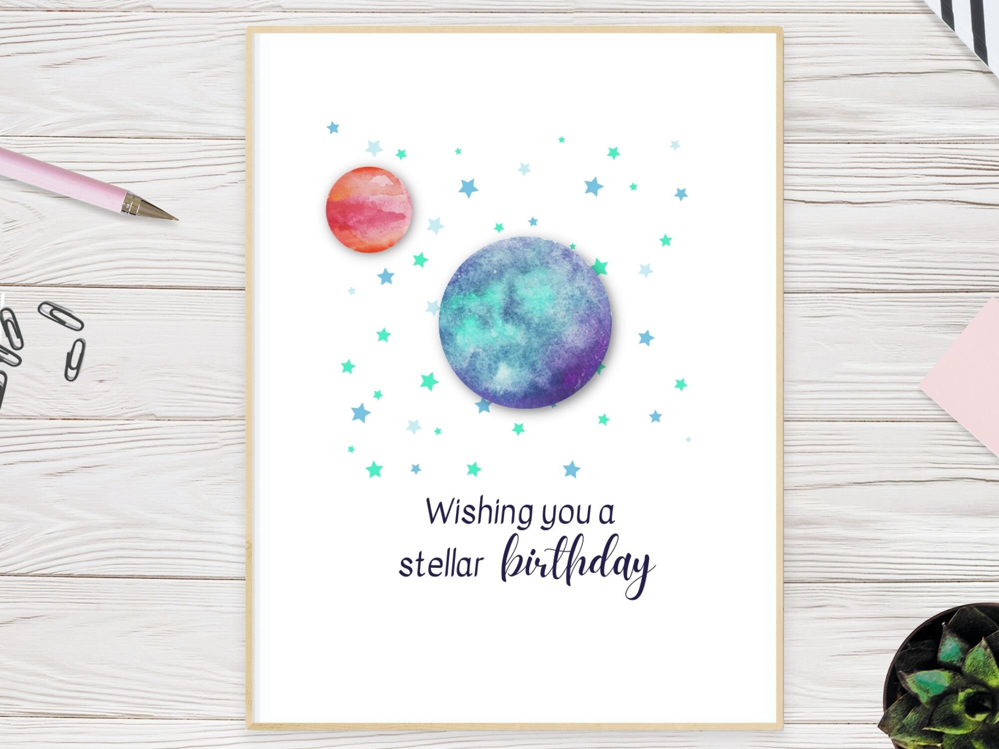 Planet Birthday Card Printable Printable Birthday Card Happy - Etsy UK