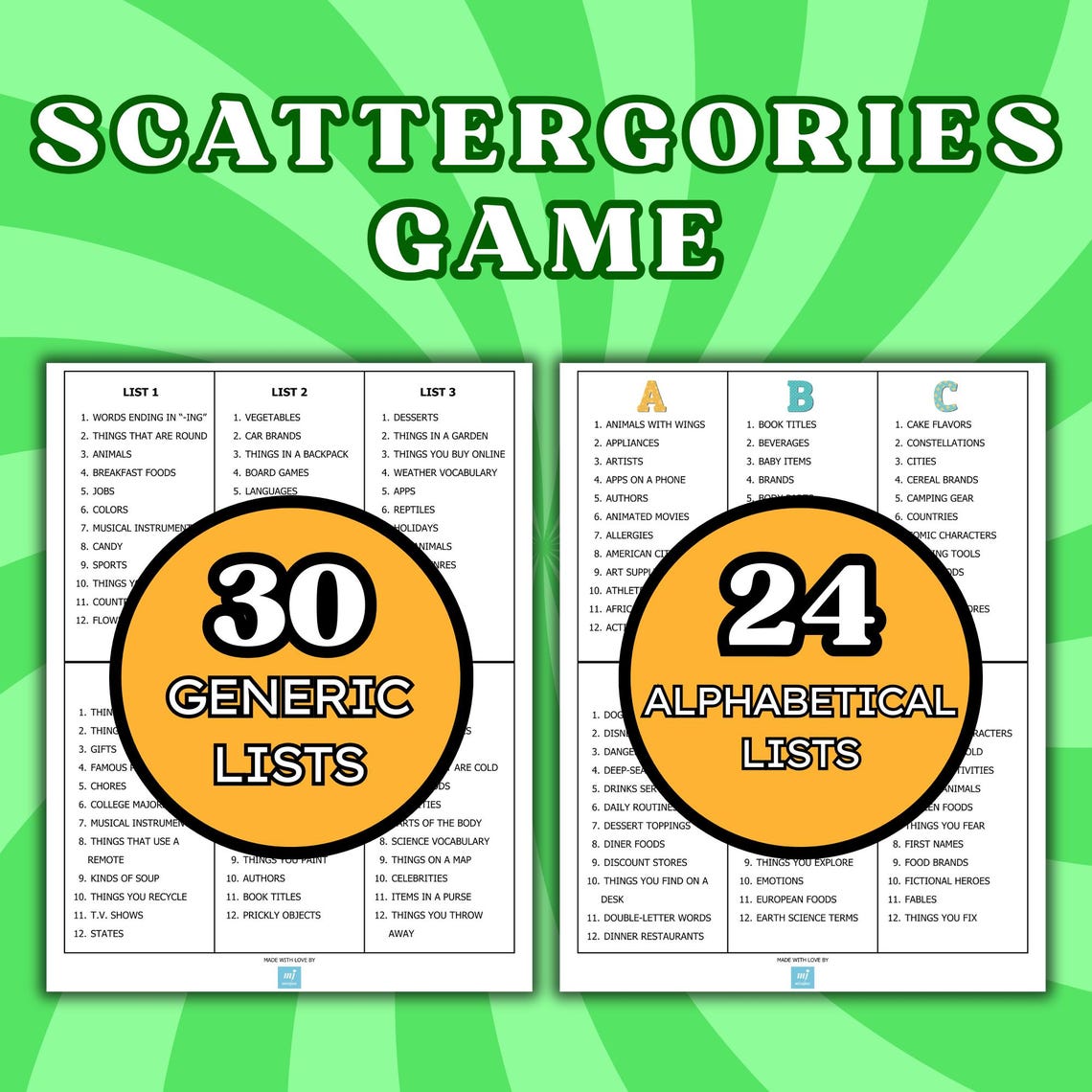 Scattergories Game Printable, Family & Friends Party Games, Fun Party ...
