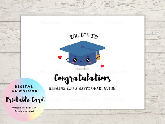 Graduation Card Printable Congratulation Card Ready to Print - Etsy