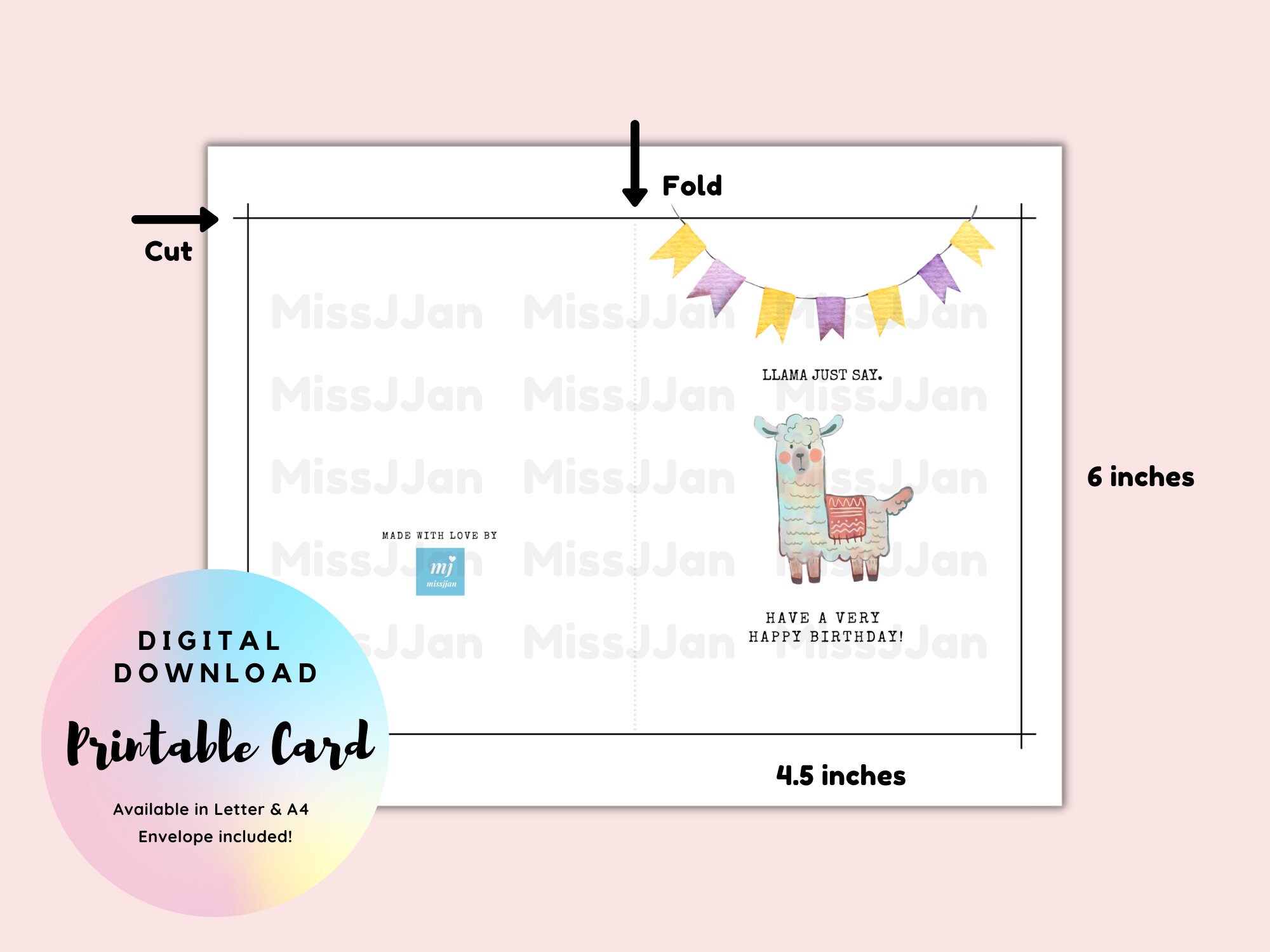 Llama Birthday Card, Alpaca Birthday Card, Funny Animal Pun Card ...