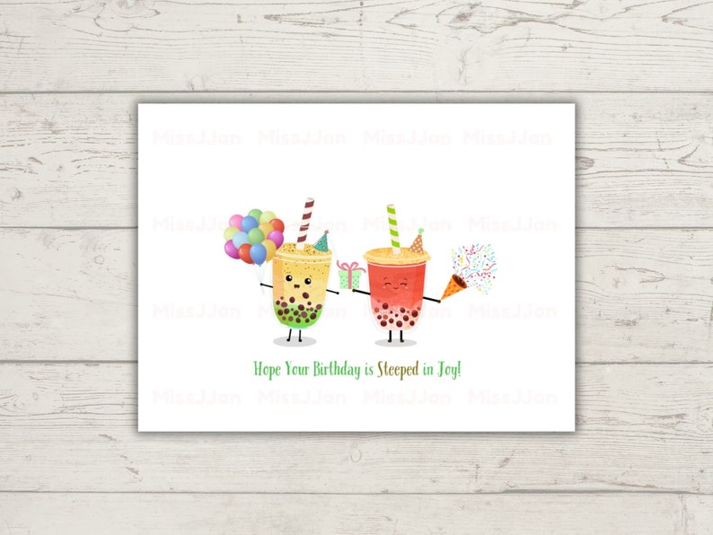 Bubble Tea Birthday Card, Boba Tea Pun Card, Birthday Pun Card ...
