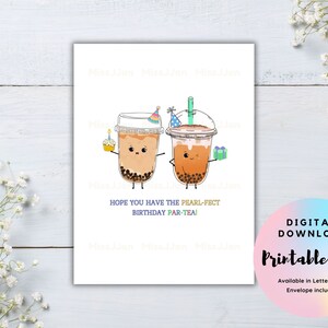 Bubble Tea Birthday Card, Bubble Tea Pun Card, Boba Tea Birthday Card ...