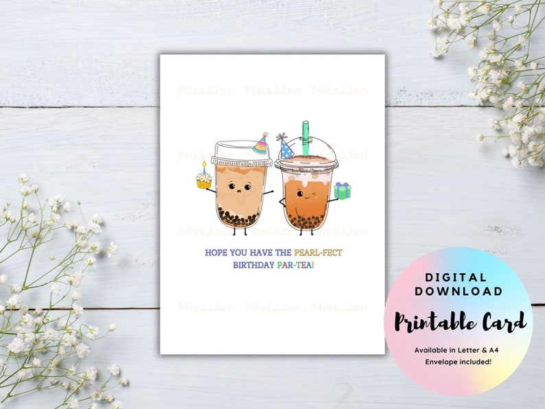 Bubble Tea Birthday Card, Bubble Tea Pun Card, Boba Tea Birthday Card ...