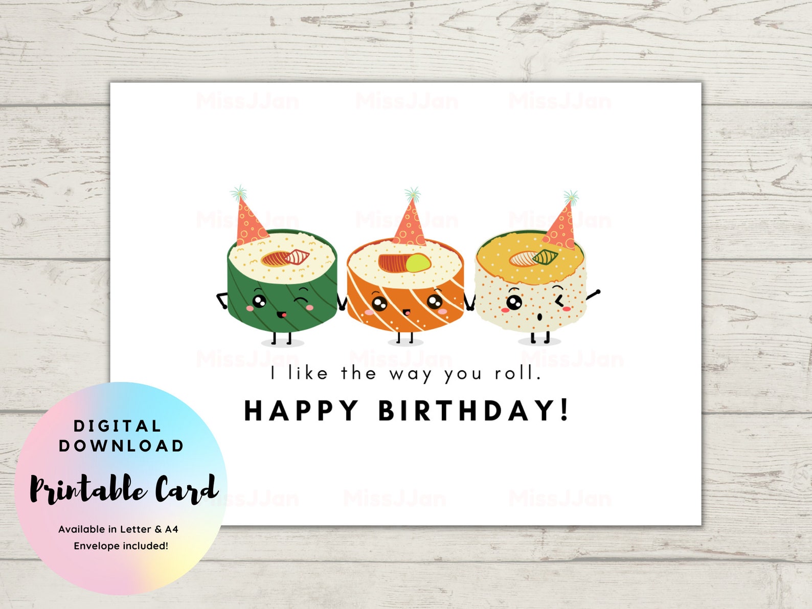 Sushi Birthday Card, Cute Sushi Pun Card, Happy Birthday Card Printable ...