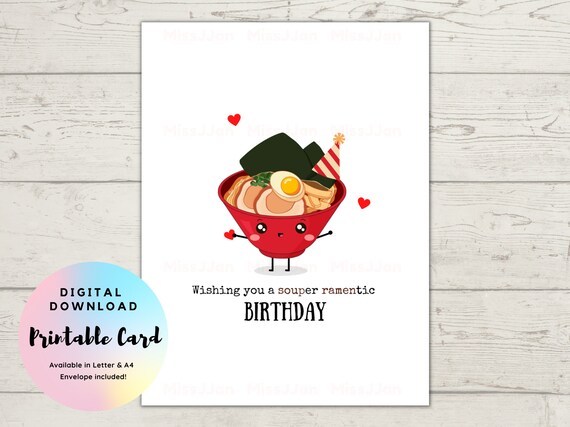 Ramen Birthday Card Printable Food Pun Birthday Card Happy - Etsy Singapore