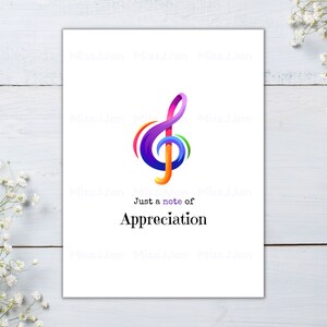 Music Thank You Card, Music Greeting Card, Teacher Appreciation Card ...